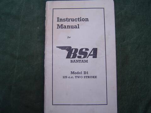 BSA Bantam 125 cc two stroke model D1 1950 instruction manual - Simons ...