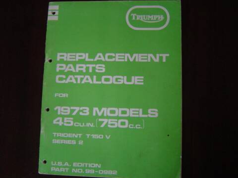 TRIUMPH 1973 Trident T150 V series 2 parts catalogue - Simons ...